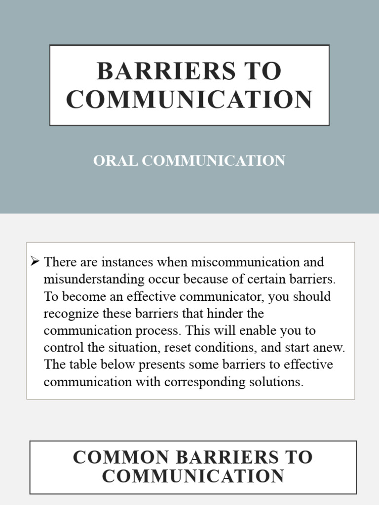 Barriers To Communication | PDF | Communication | Nonverbal Communication
