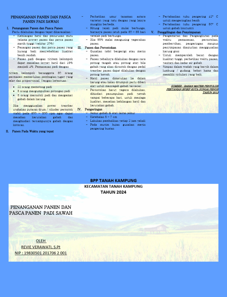 Brosur Penanganan Panen Dan Pasca Panen Padi Sawah | PDF