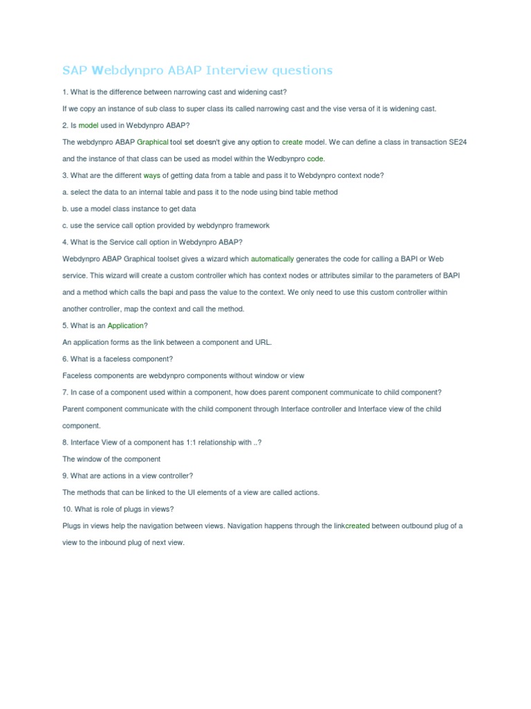 Webdynpro Interview Ques | PDF | Model–View–Controller | Web Application