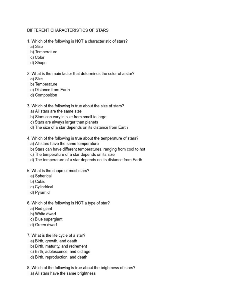 Characteristics and Life Cycle of Stars | PDF | Stars | Astronomy