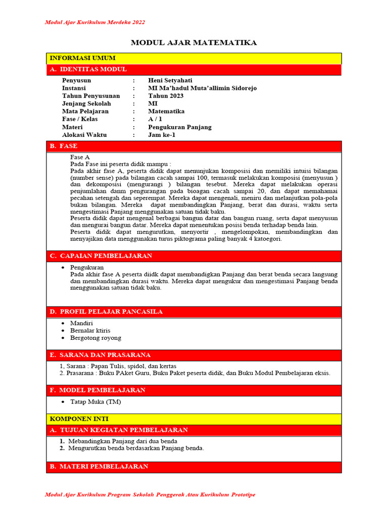 Modul Ajar Matematika-Rpp | PDF