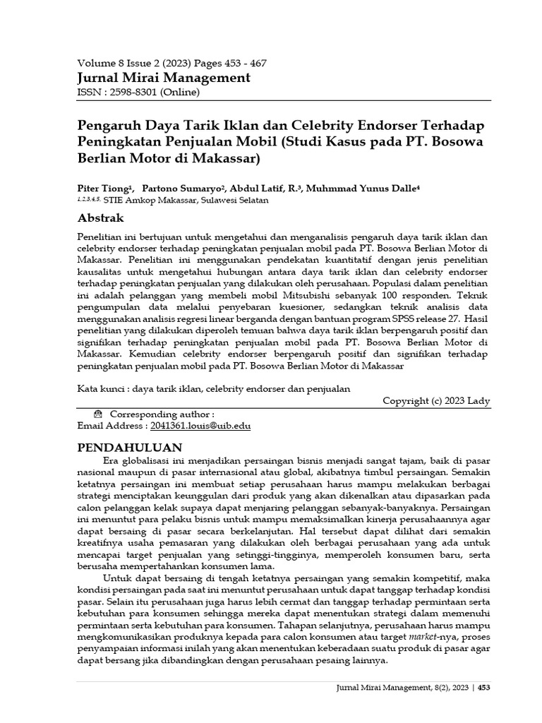 9 Pengaruh Daya Tarik Iklan Dan Celebrity Endorser Terhadap Penjualan ...