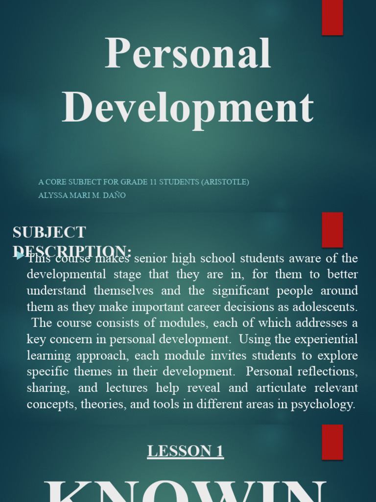 Lesson 1 - Perdev | PDF | Thought | Emotions