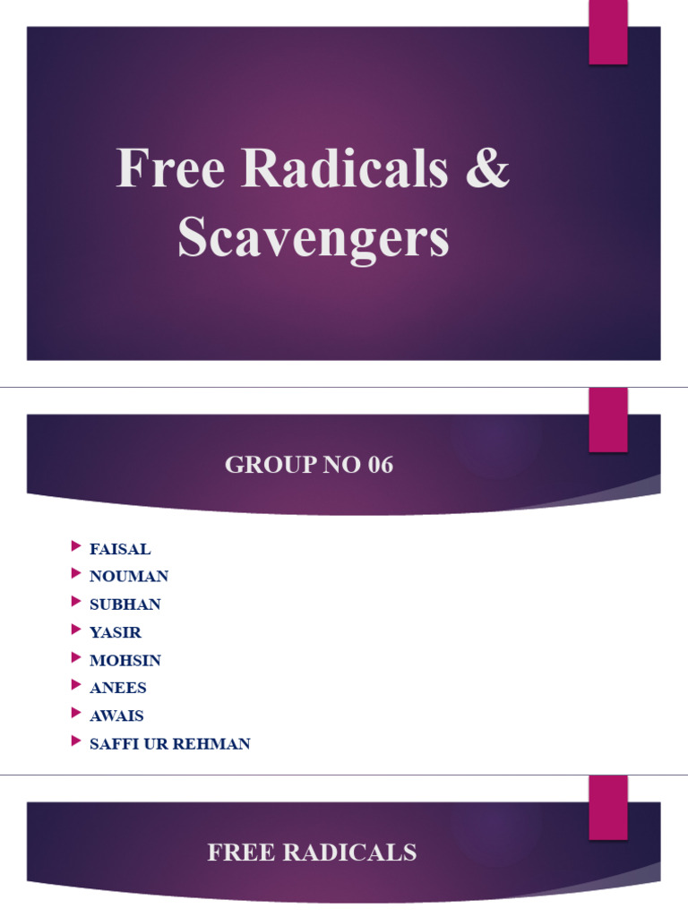 Free Radicals & Scavengers | PDF | Antioxidant | Radical (Chemistry)