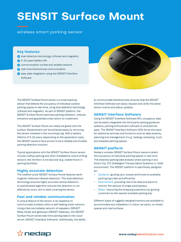 SENSIT Surface Mount - Datasheet - EN - v2.2 | PDF | Parking | Computer Network