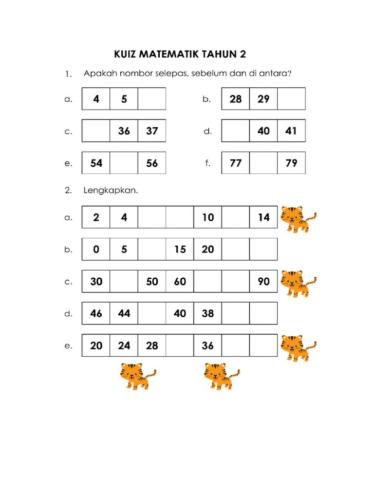 Kuiz Math Tahun 2 | PDF