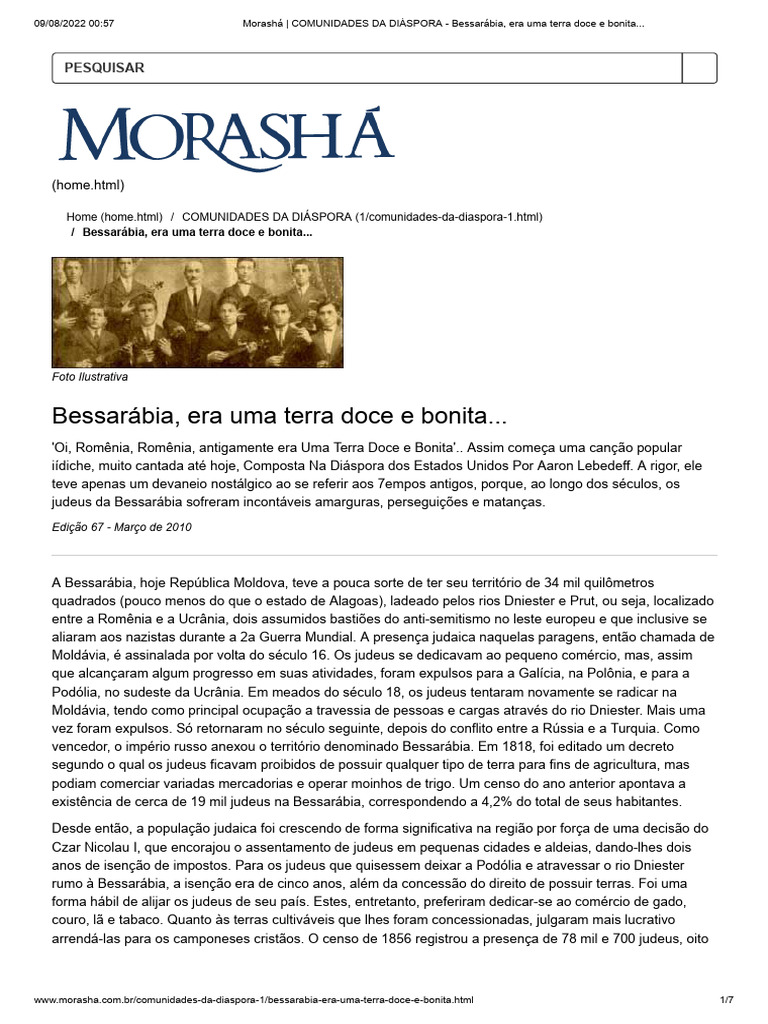 História dos Judeus na Bessarábia | PDF | Romênia | Moldávia