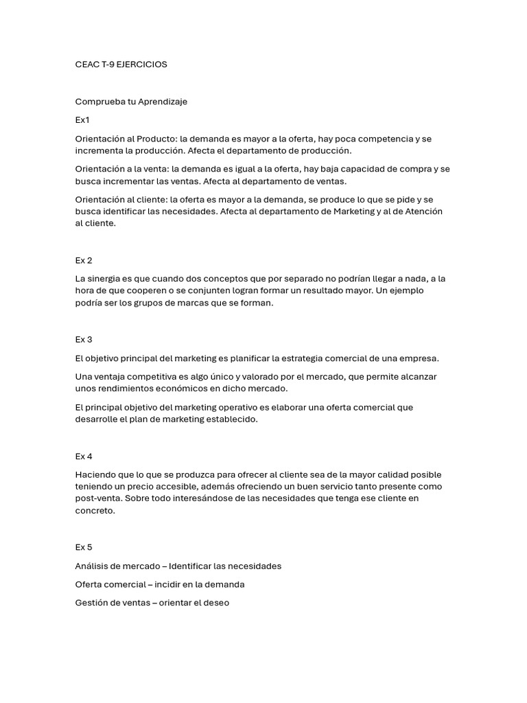 CEAC T-9 Comprueba Tu Aprendizaje | PDF | Marketing | Oferta (economía)