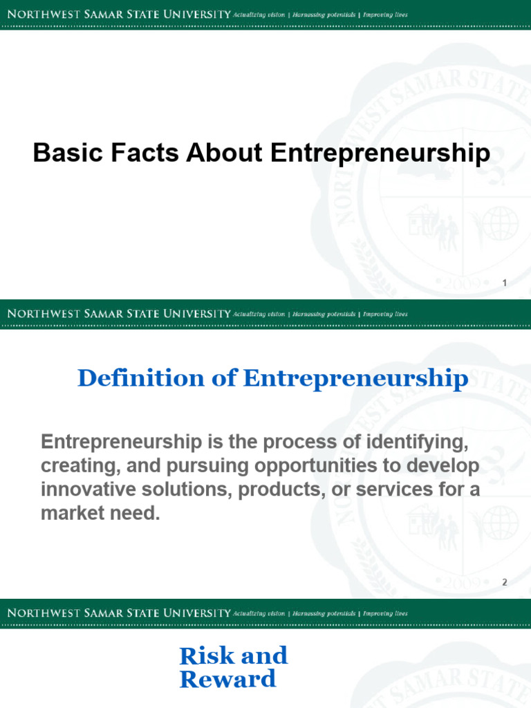 Basic Facts About Entrepreneurship | PDF | Entrepreneurship | Startup ...