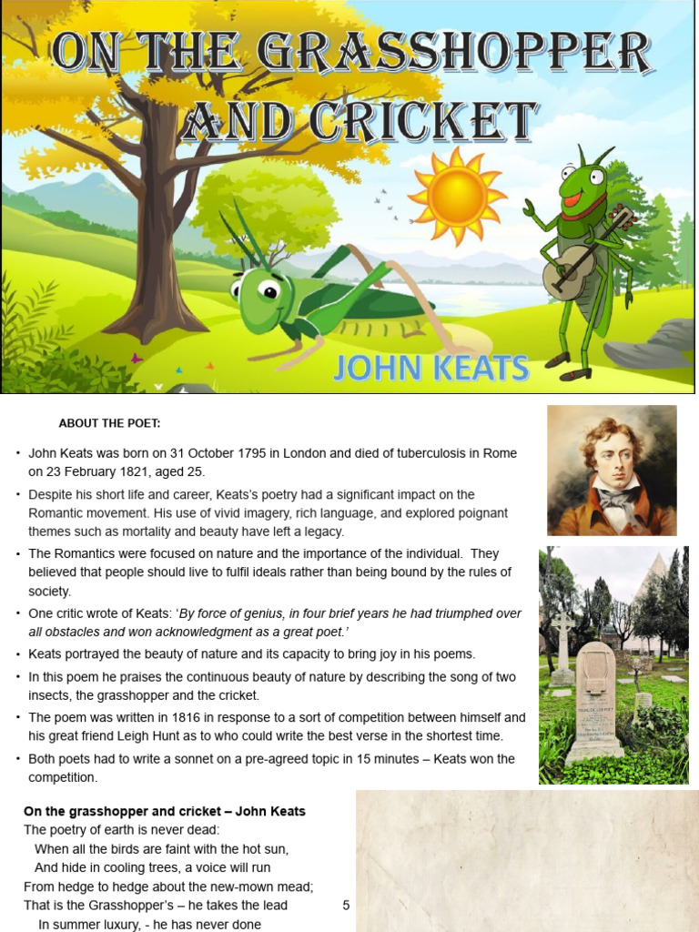On The Grasshopper and The Cricket 2023 | PDF | John Keats | Poetry