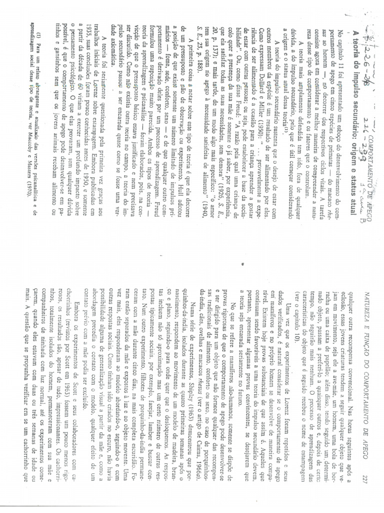 A Teoria Do Impulso Secundário Origem | PDF