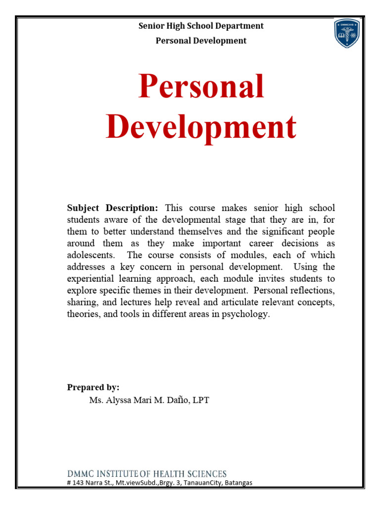 Personal Development Outline | PDF | Adolescence | Emotions
