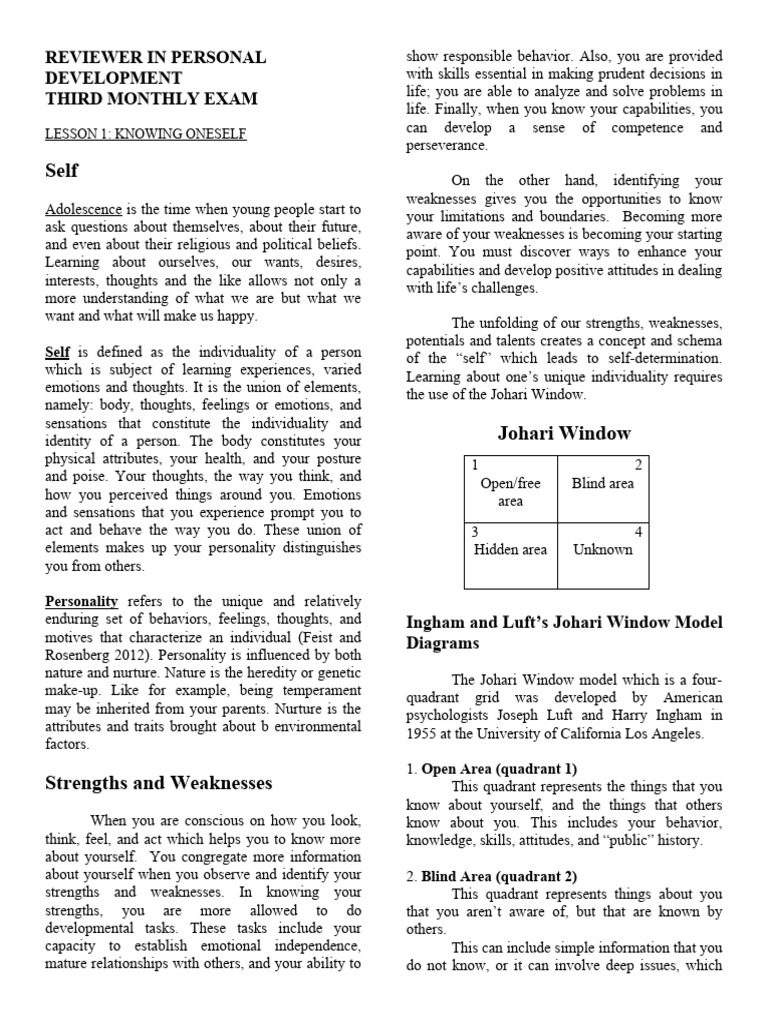 Personal Development Reviewer | PDF | Adolescence | Emotions