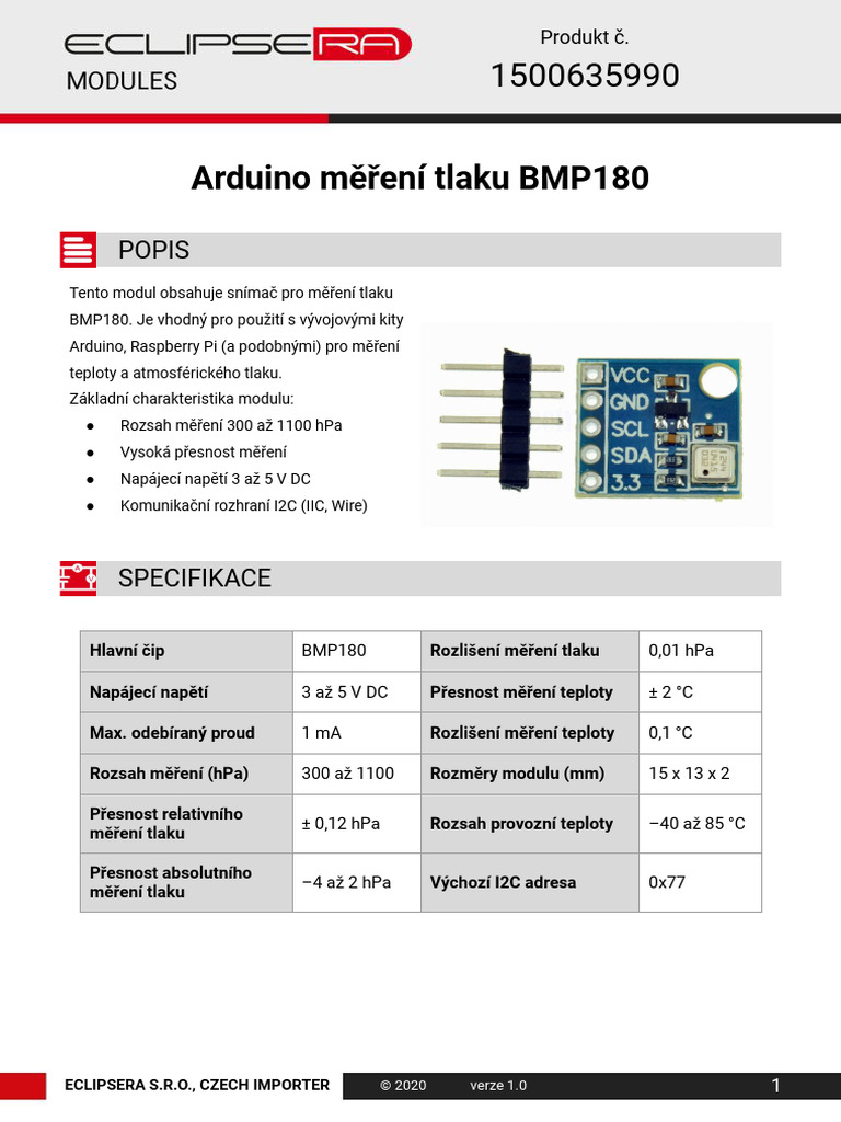 Arduino Měření Tlaku BMP180 | PDF