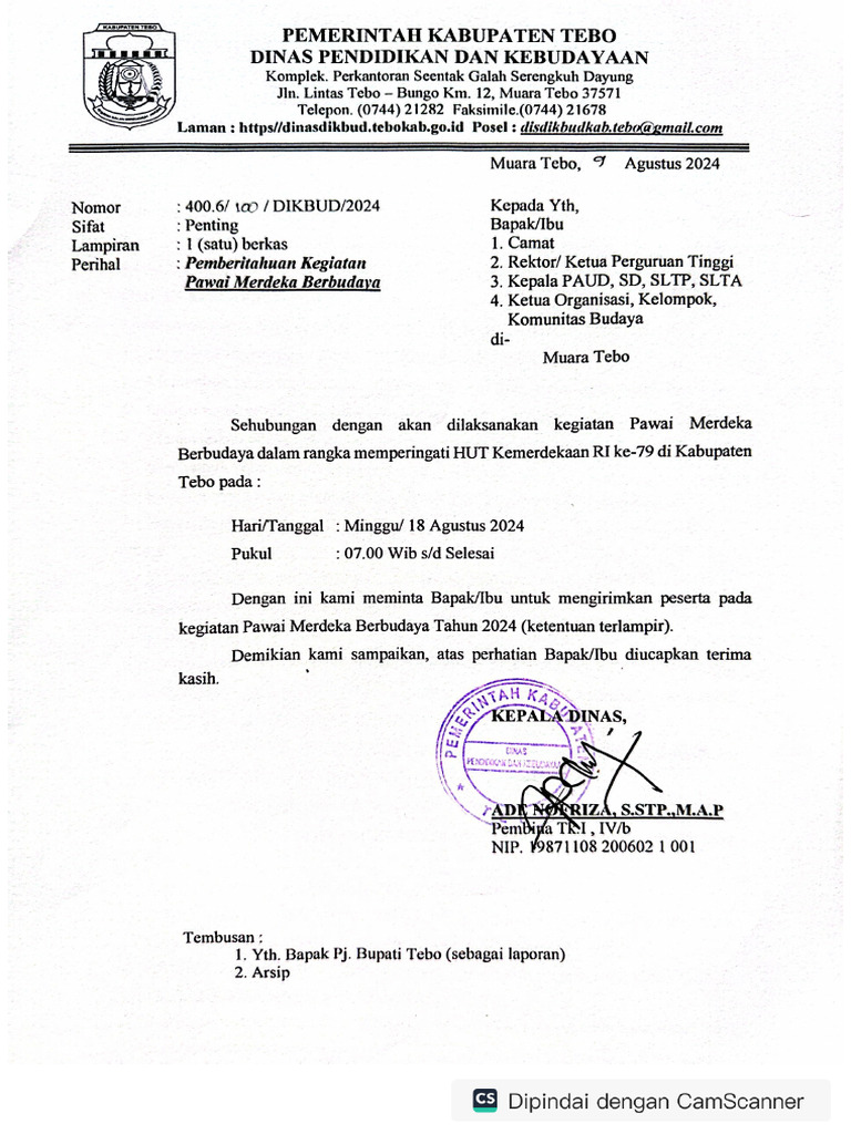 Surat Pemberitahuan Pawai 2024 Dan Jukni | PDF