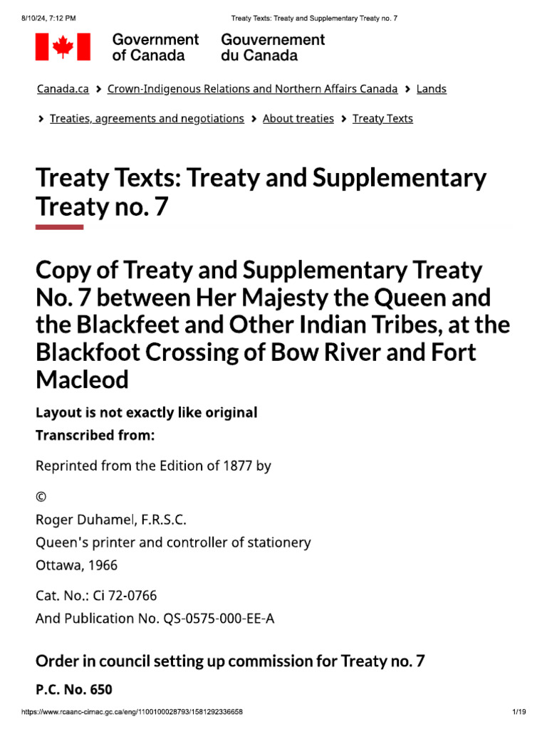 treaty no7 and supplemental treaty | PDF