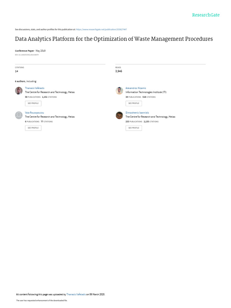 Data Analytics Platform For The Optimization of Waste Management ...