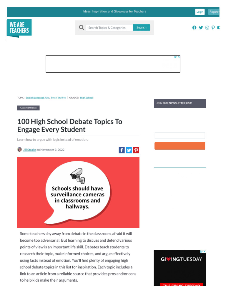 100 Engaging Debate Topics for Students | PDF | Teachers | Video Games