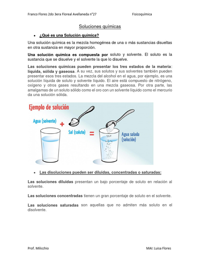 Soluciones Químicas Franco Flores | PDF | Concentración | Solvente
