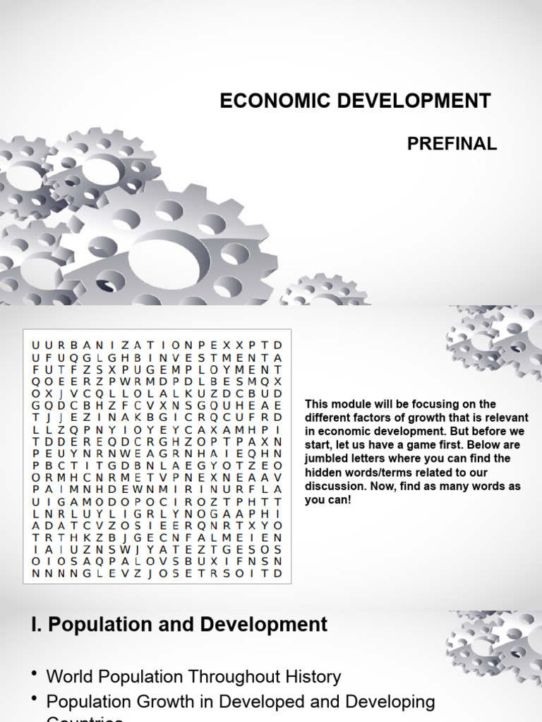 ECONOMIC DEVELOPMENT Prefina | PDF | Entrepreneurship | Labour Economics