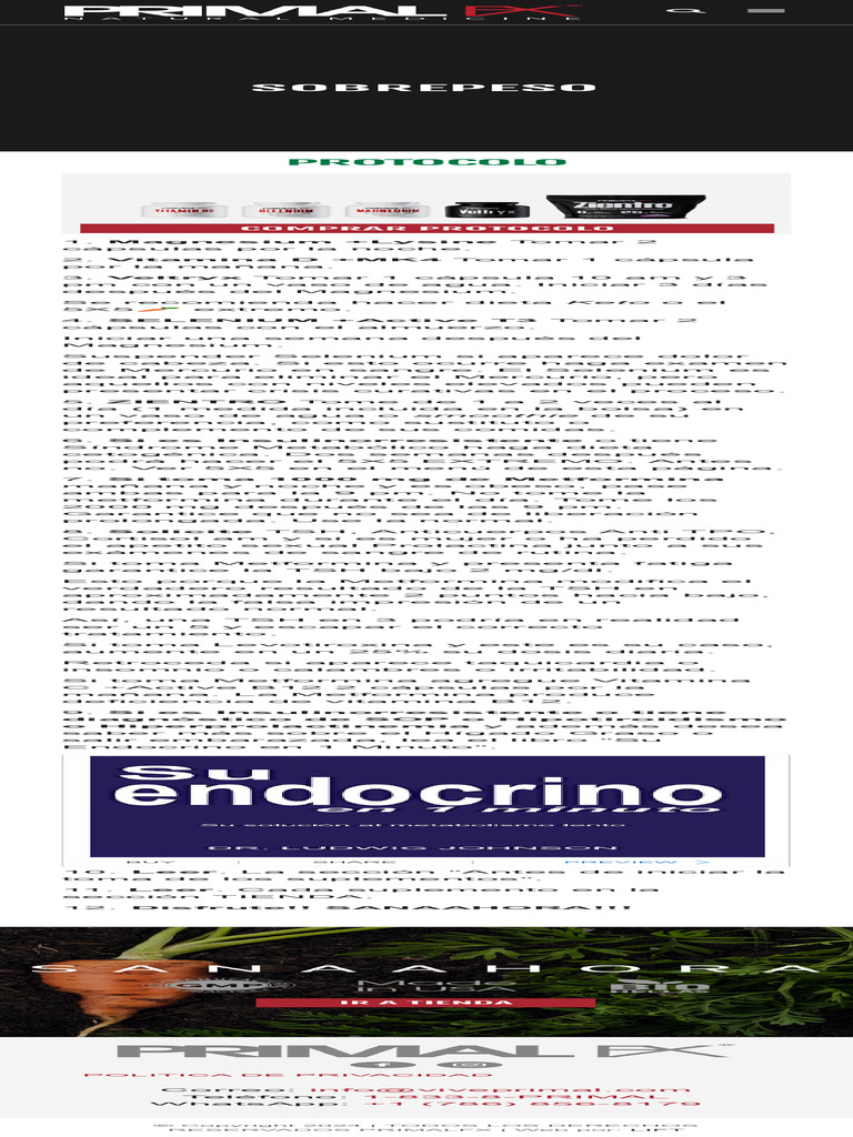 Protocolo Sobrepeso Primal FX | PDF | Obesidad | Enfermedades y trastornos