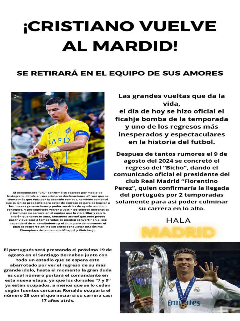¡Cristiano Vuelve Al Mardid! | PDF