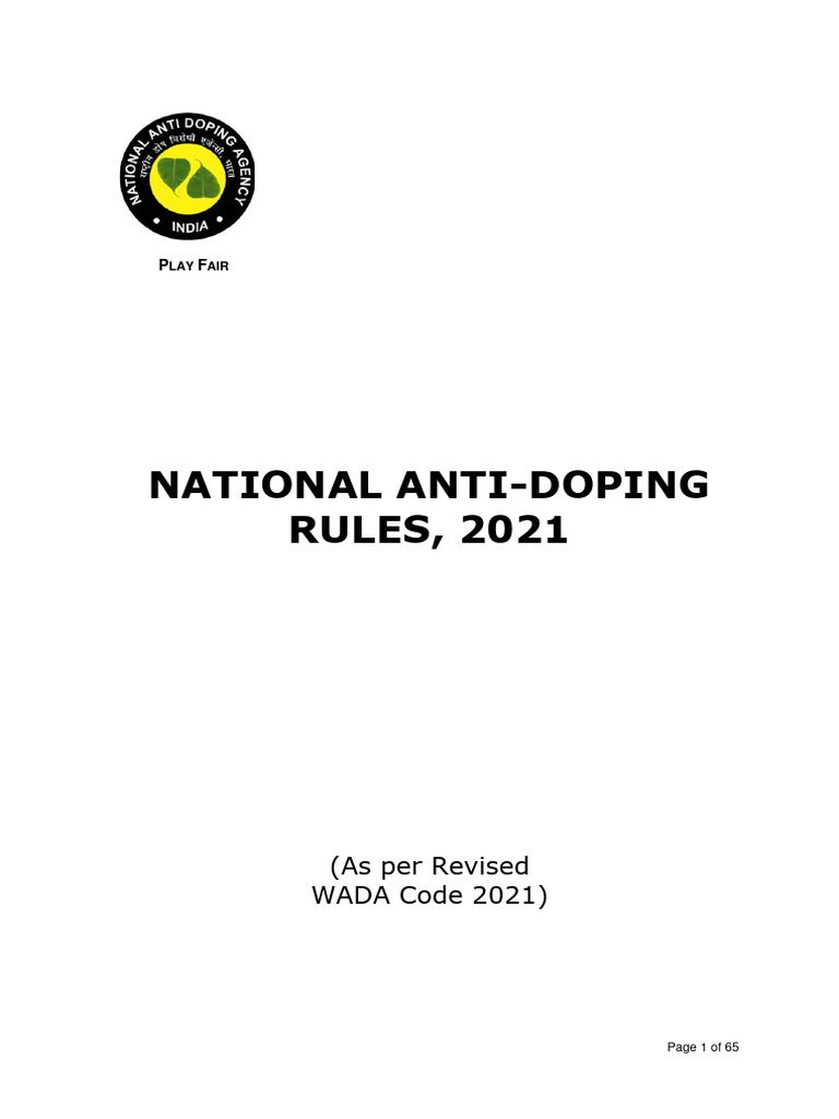 2021 Anti Doping Rules India Updated Version April 2021 | PDF | Doping ...