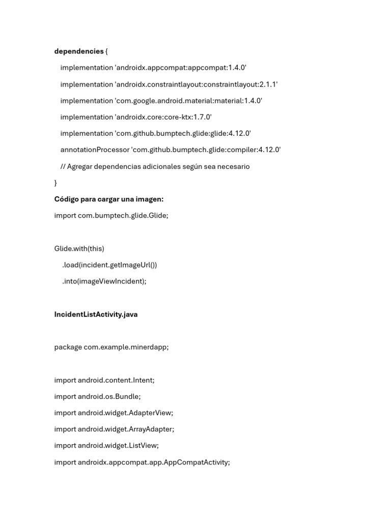 Incidencias | PDF | Android (Operating System) | Java (Programming Language)