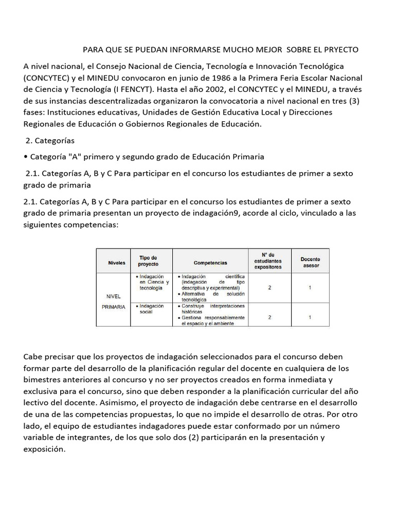 Proyectos de Indagación Escolar 2023 | PDF | Entorno natural ...