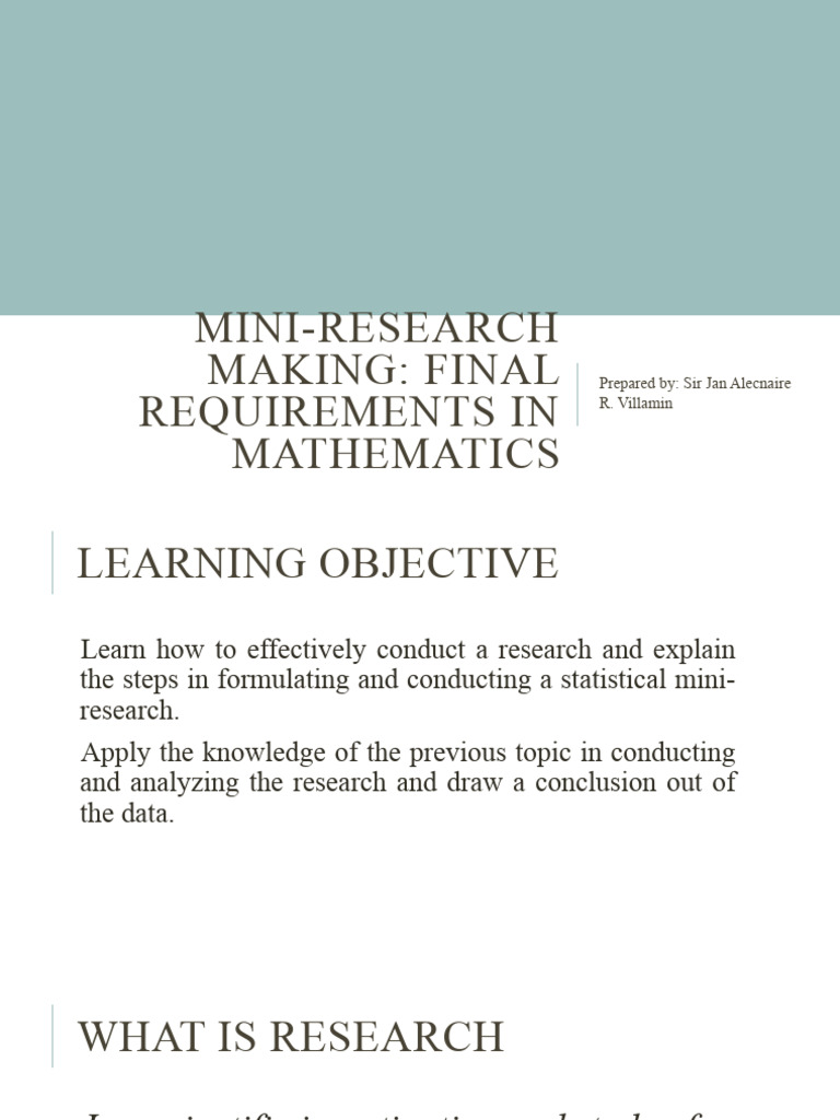 Statistical Mini-Research in Math | PDF | Data | Scientific Method