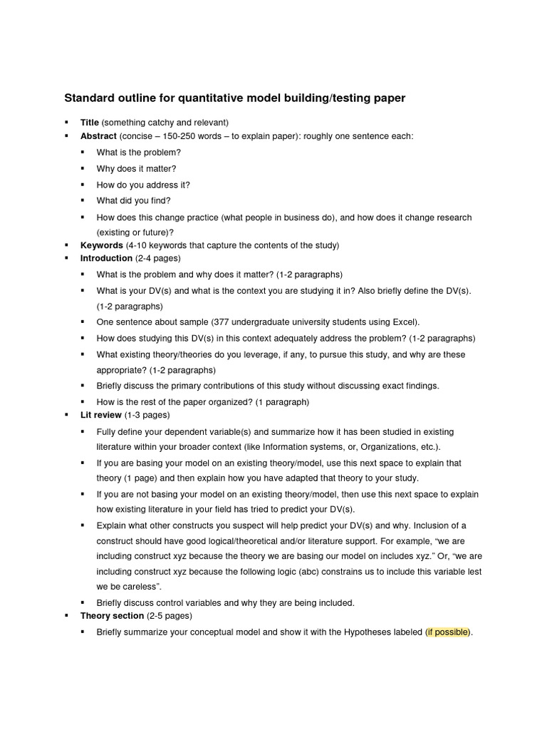 3. Standard outline for quantitative research paper (note) | PDF ...