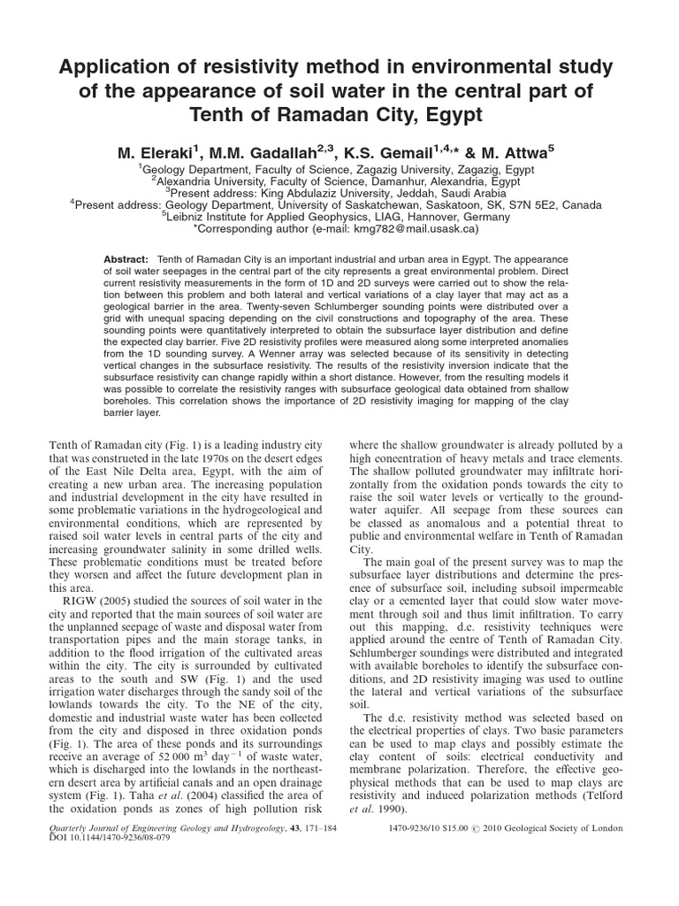 Application_of_resistivity_method_in_env | PDF | Aquifer | Groundwater