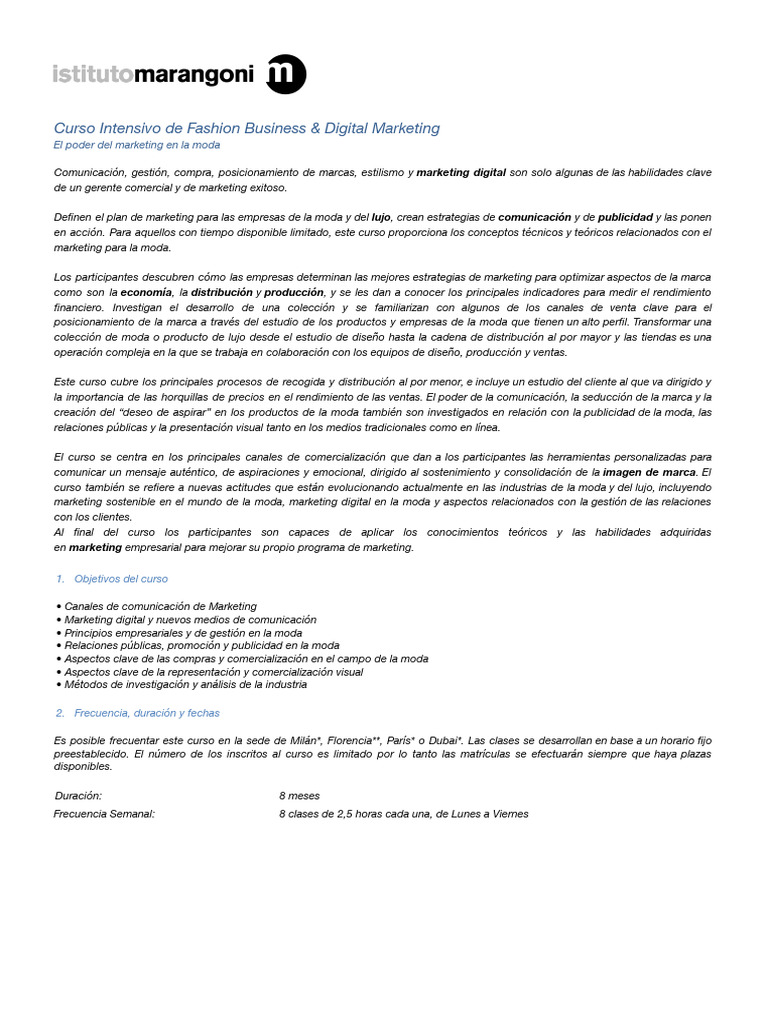 Intensive Fashion Business & Digital Marketing 2024 | PDF | Marketing ...