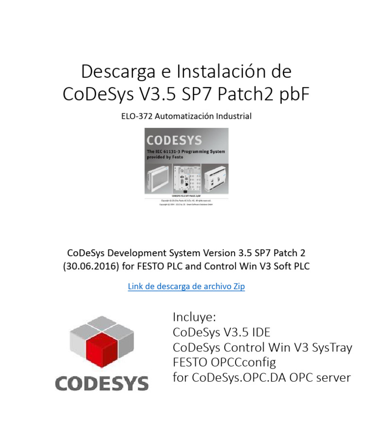 Descargar CoDeSys V35 SP7 Patch2 | PDF