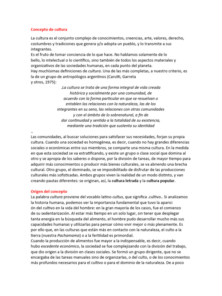 Definición y origen de la cultura | PDF | Sociedad | Folklore