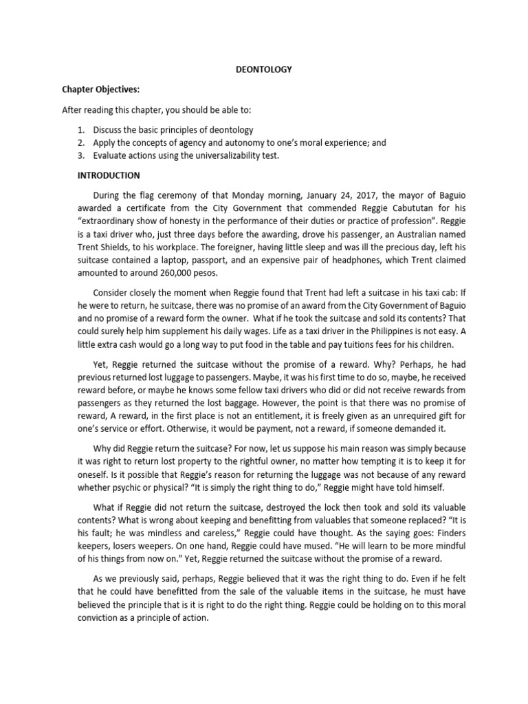 SS 24 Module 8 Deontology | PDF | Reason | Rationality