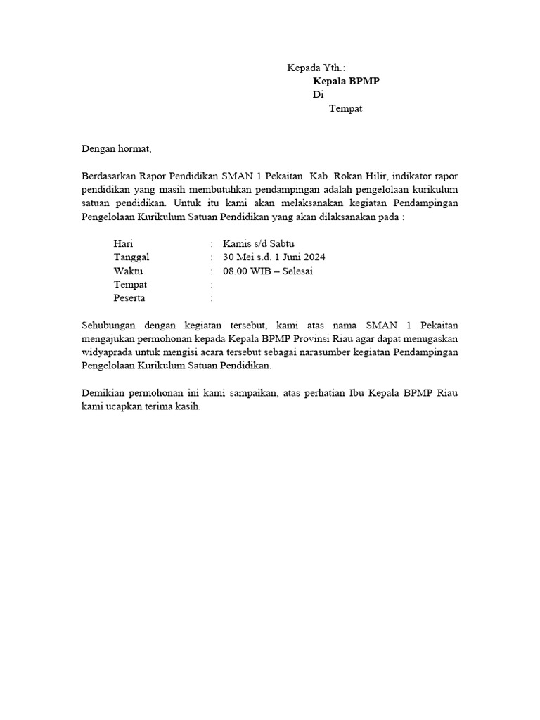 Contoh Surat Permintaan | PDF