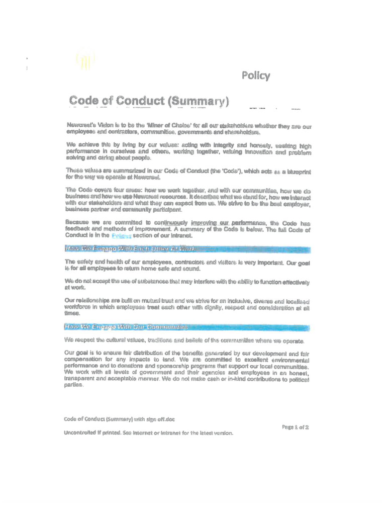 Code of Conduct | PDF