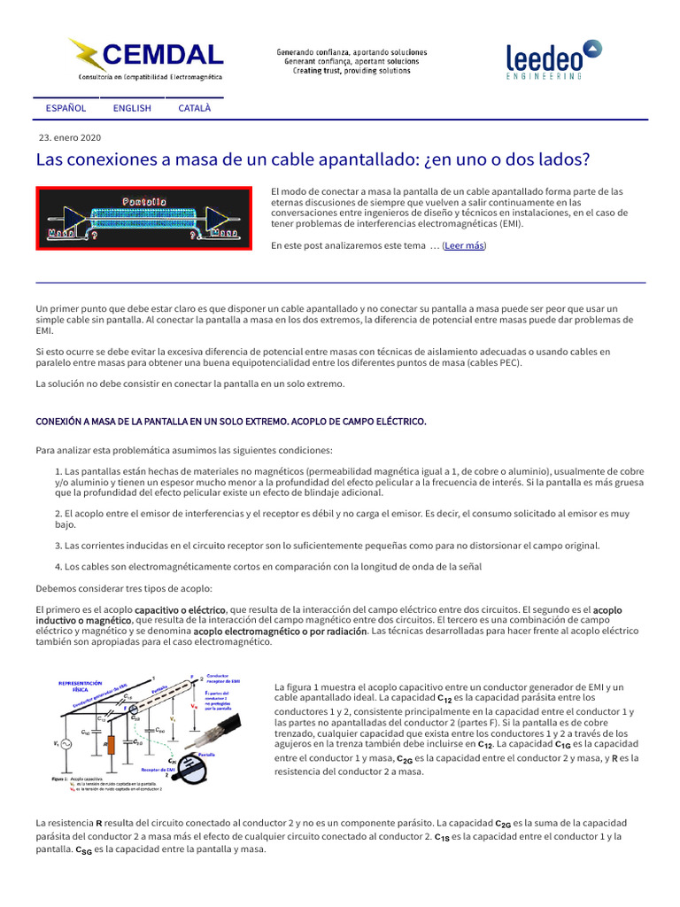 Las Conexiones A Masa de Un Cable Apantallado - ¿En Uno o Dos Lados ...