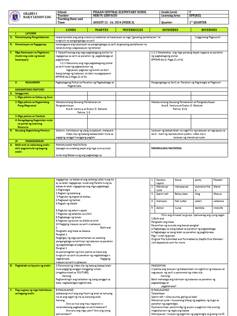DLL - Epp 5 - Q1 - W2 | PDF