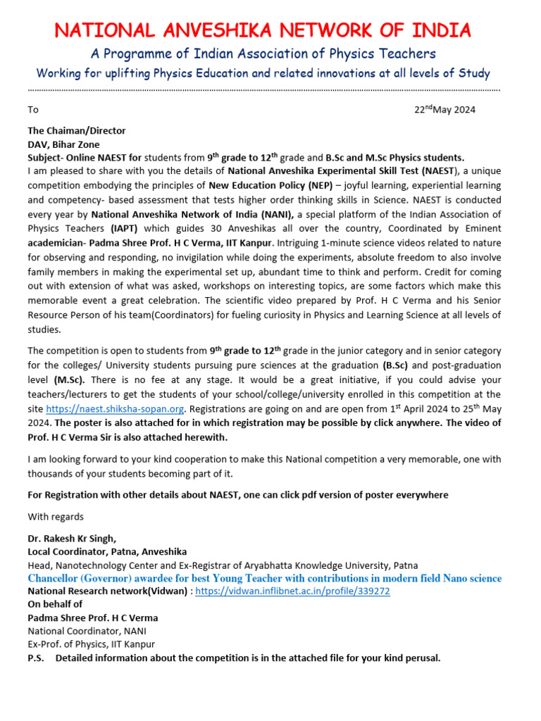 NAEST 26794-Letter-DAV BDGJK | PDF | Science | Behavior Modification