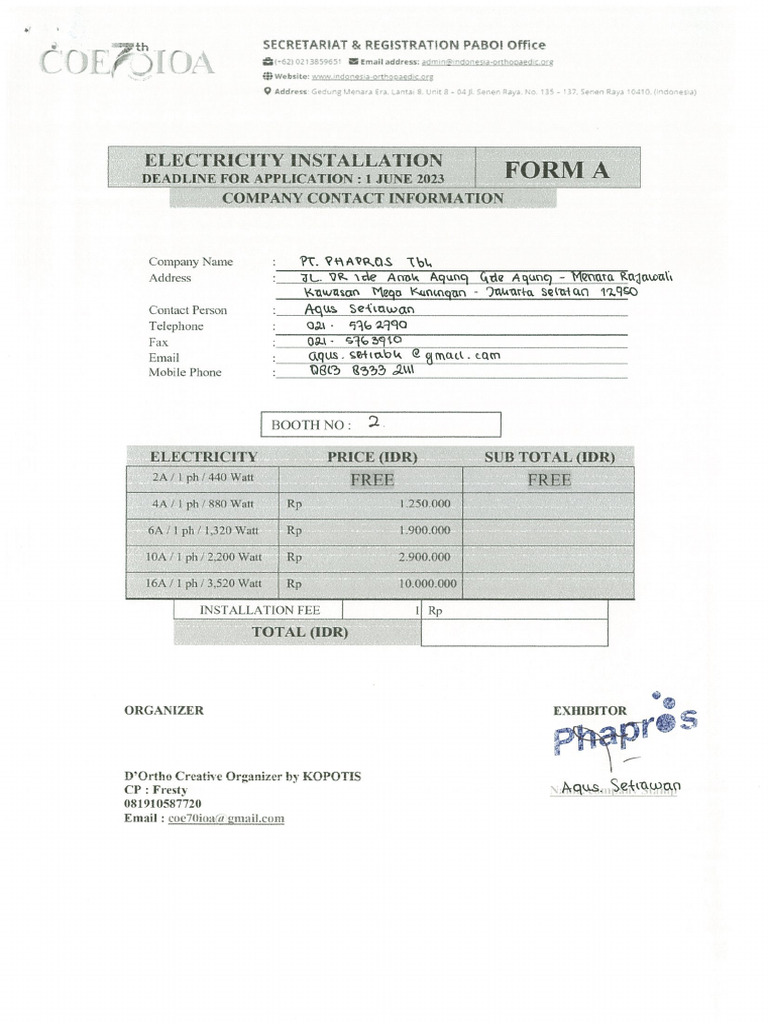 Form Booth PT - Phapros | PDF