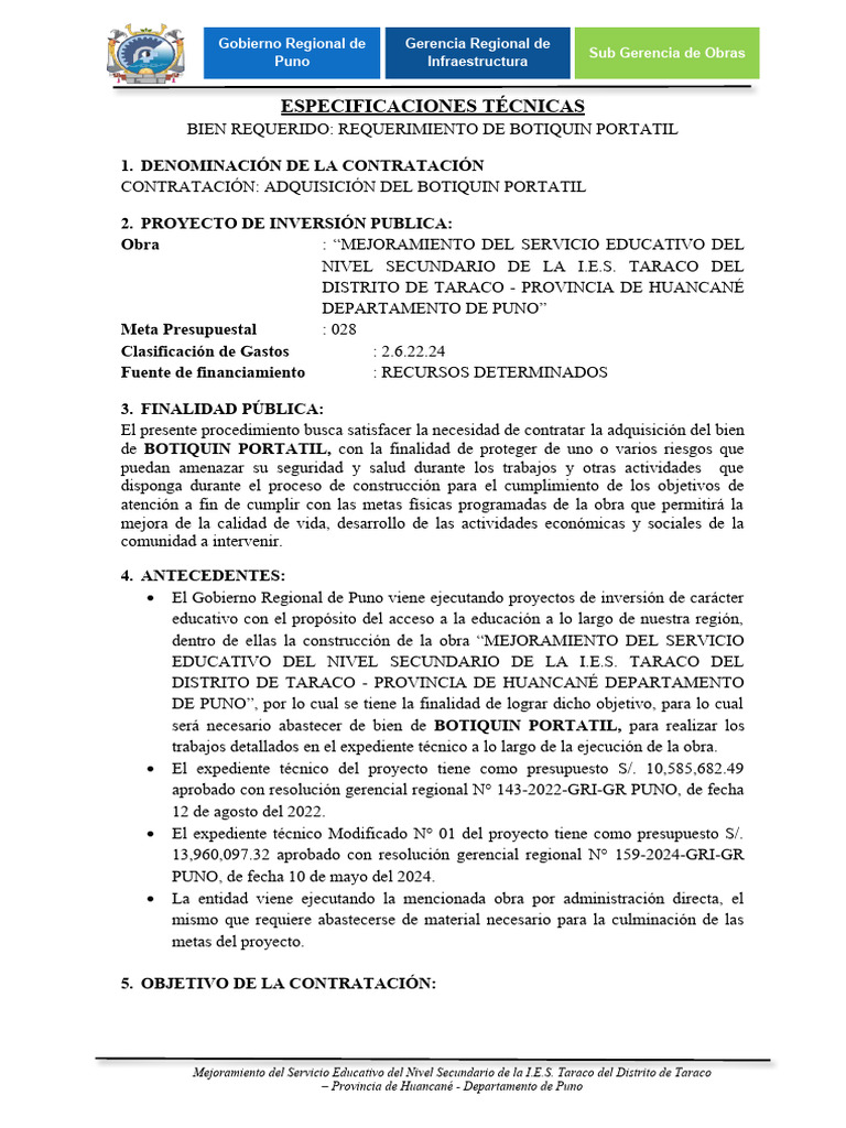 Req. 01 Ee. Tt. Botiquin de Primeros Auxilios - No | PDF | Textiles | Presupuesto