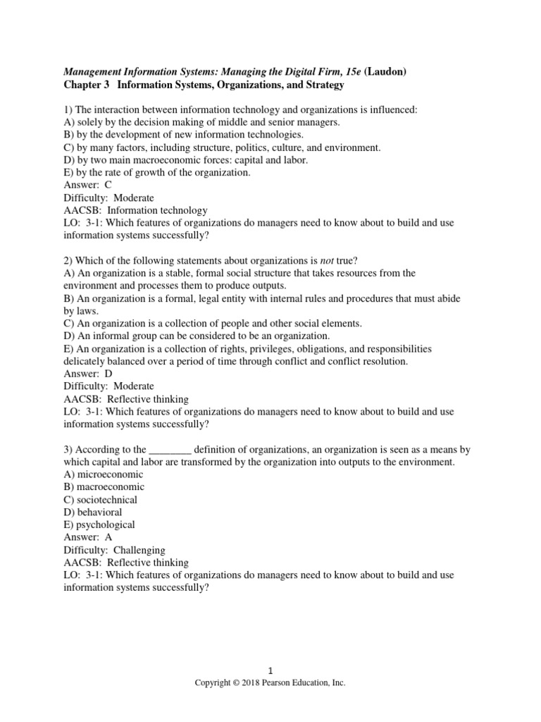 Management Information Systems Answers | PDF | Strategic Management ...