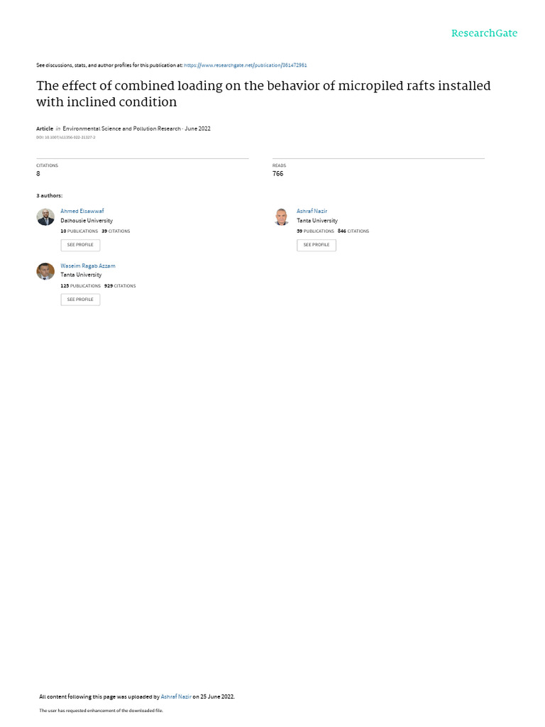 The Effect of Combined Loading On The Behavior of Micropiled Rafts Installed With Inclined ...
