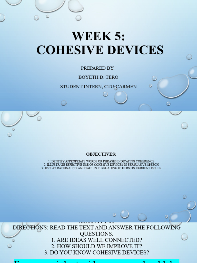 Mastering Cohesive Devices in Speech | PDF | Entertainment | Human ...