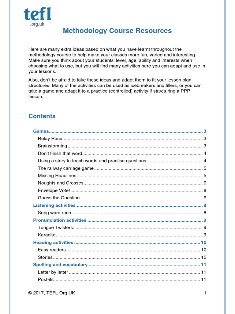 TEFL Org UK - Methodology Resources | PDF | English Language | Vocabulary