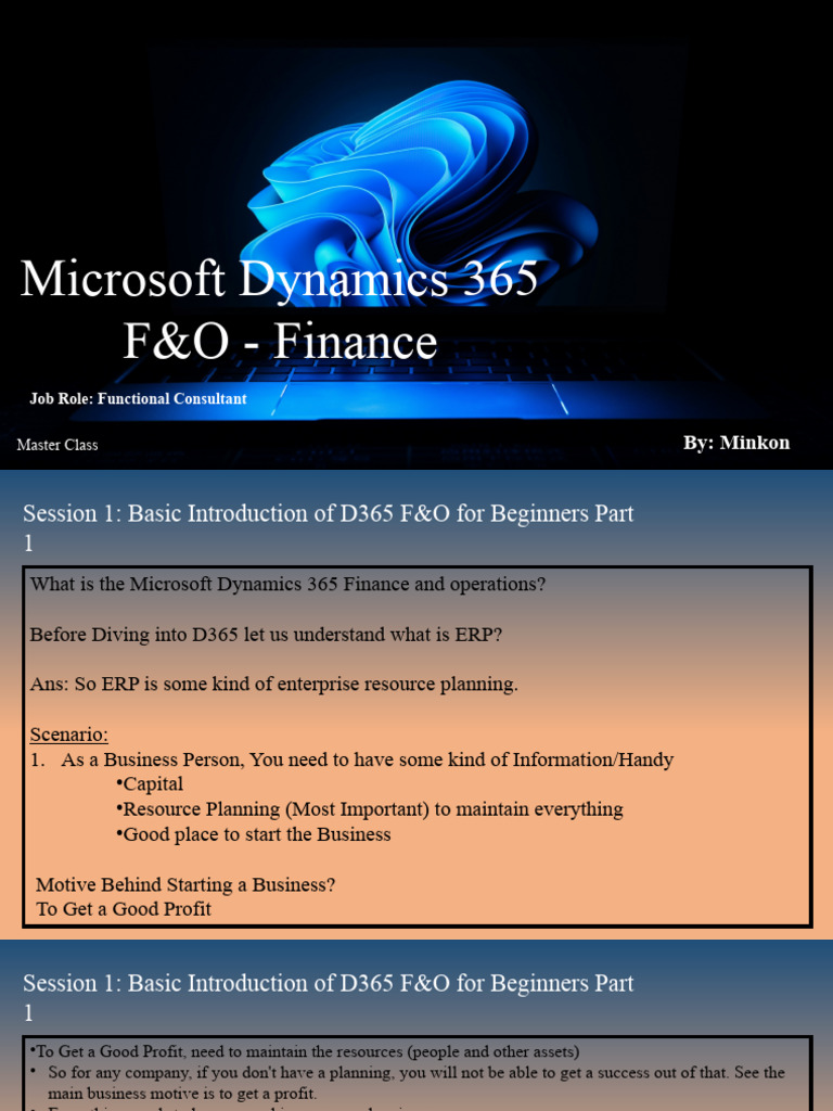 MS Dynamics 365 F&O Introduction | PDF | Enterprise Resource Planning | Computer Science