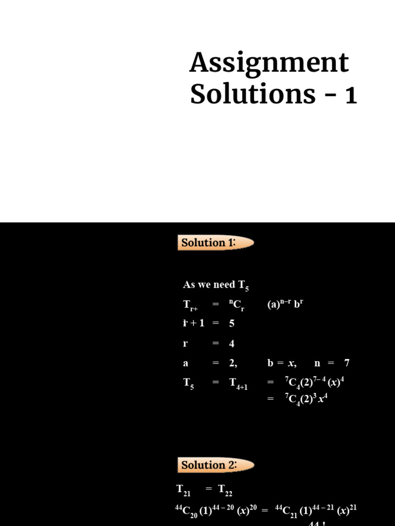 UMANG - Binomial Theorem - 1 - VMath (Assignment Solutions) | PDF | Complex Analysis | Algorithms