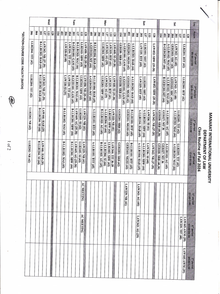 Class Routine, Fall-2024 | PDF
